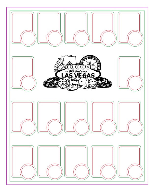 Custom Order 16x20 for 17 cards and 17 chips Las Vegas – Carved By Heart