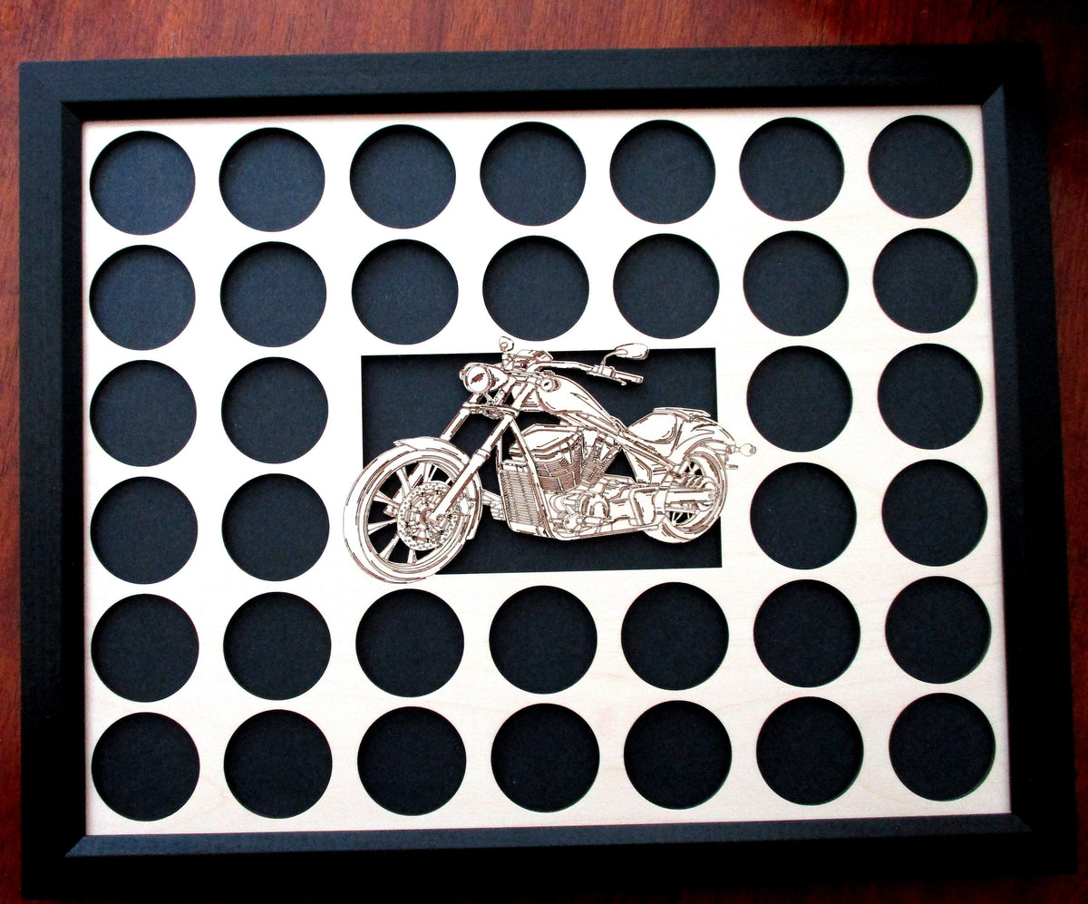 Custom Poker Chip Frame Display Fits 36 Harley-Davidson chips Father's ...